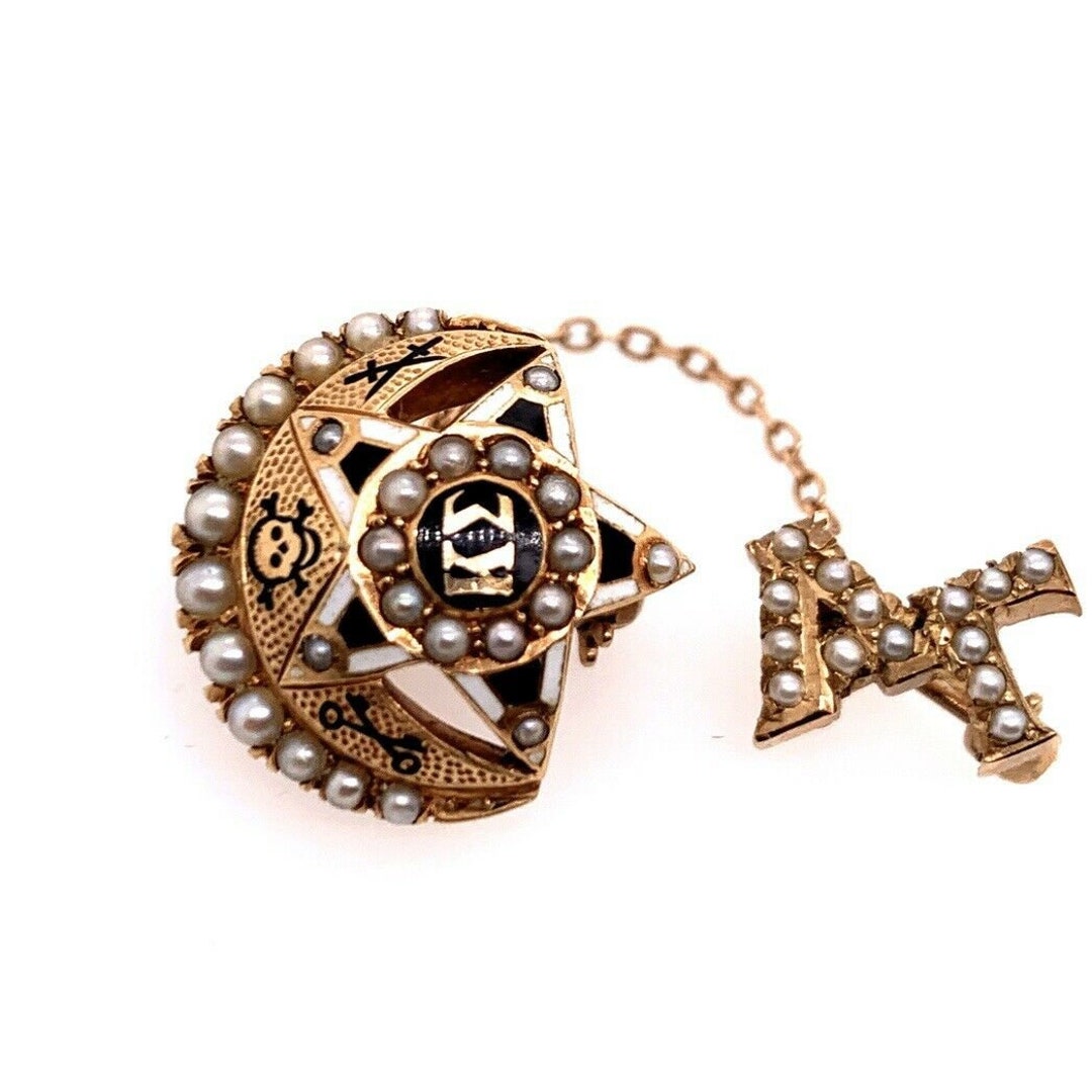 Estate Gold Kappa Sigma Pin Pearl 5.1 Grams Fraternity Brooche Gem ...
