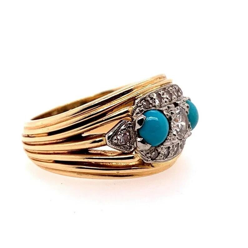 Anillo de cóctel retro Birks de oro con diamantes naturales de 0,45 ...