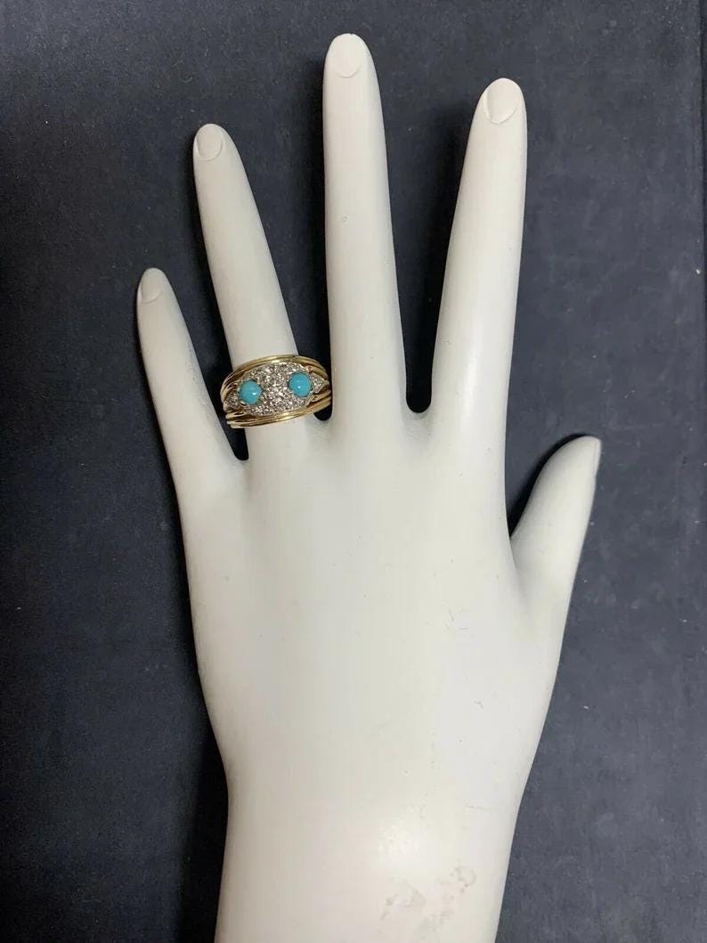 Anillo de cóctel retro Birks de oro con diamantes naturales de 0,45 ...