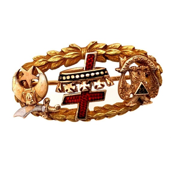 Retro Gold Pin Free Mason Knights Templar Cross & Cro… - Gem