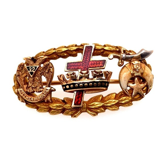 Retro Gold Pin Free Mason Knights Templar Cross & Cro… - Gem