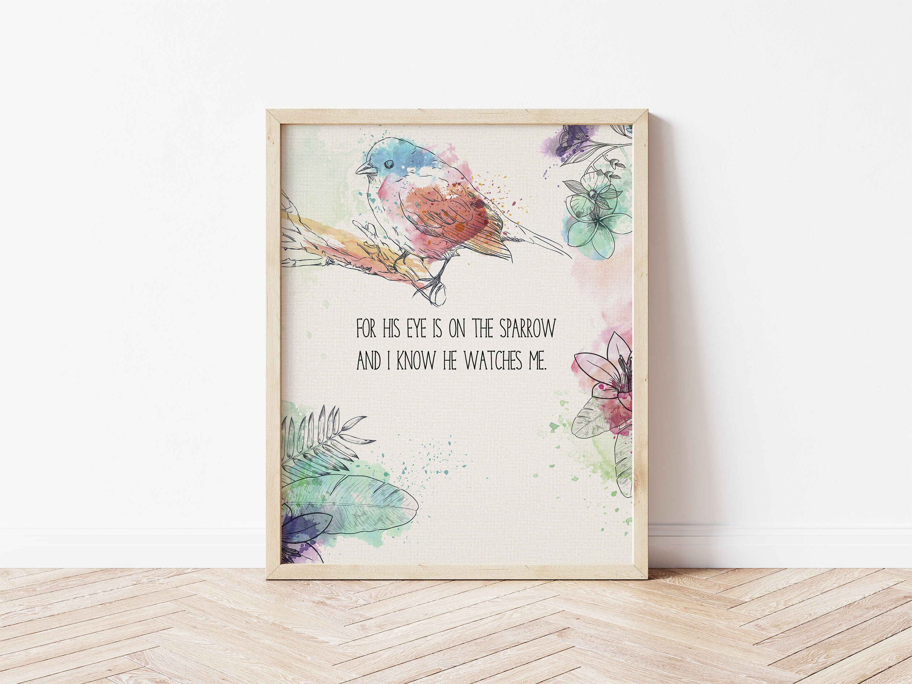 His Eye is on the Sparrow Christian Printable Wall Art, Scripture ...
