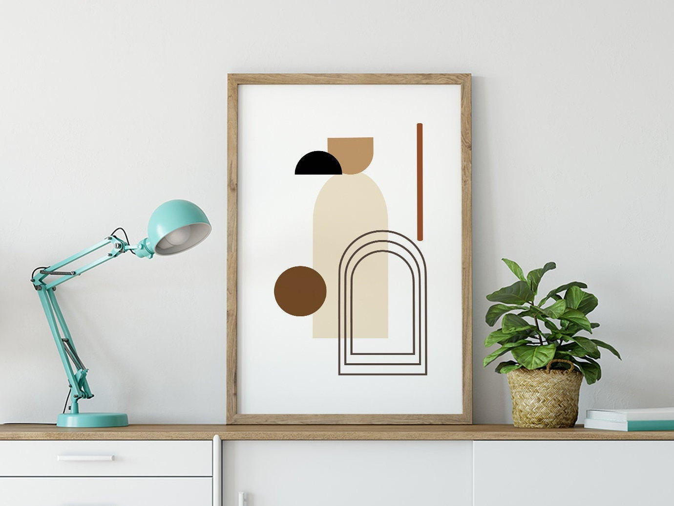 Mid Century Modern Printable Wall Art ,neutral Geometric Abstract Wall ...