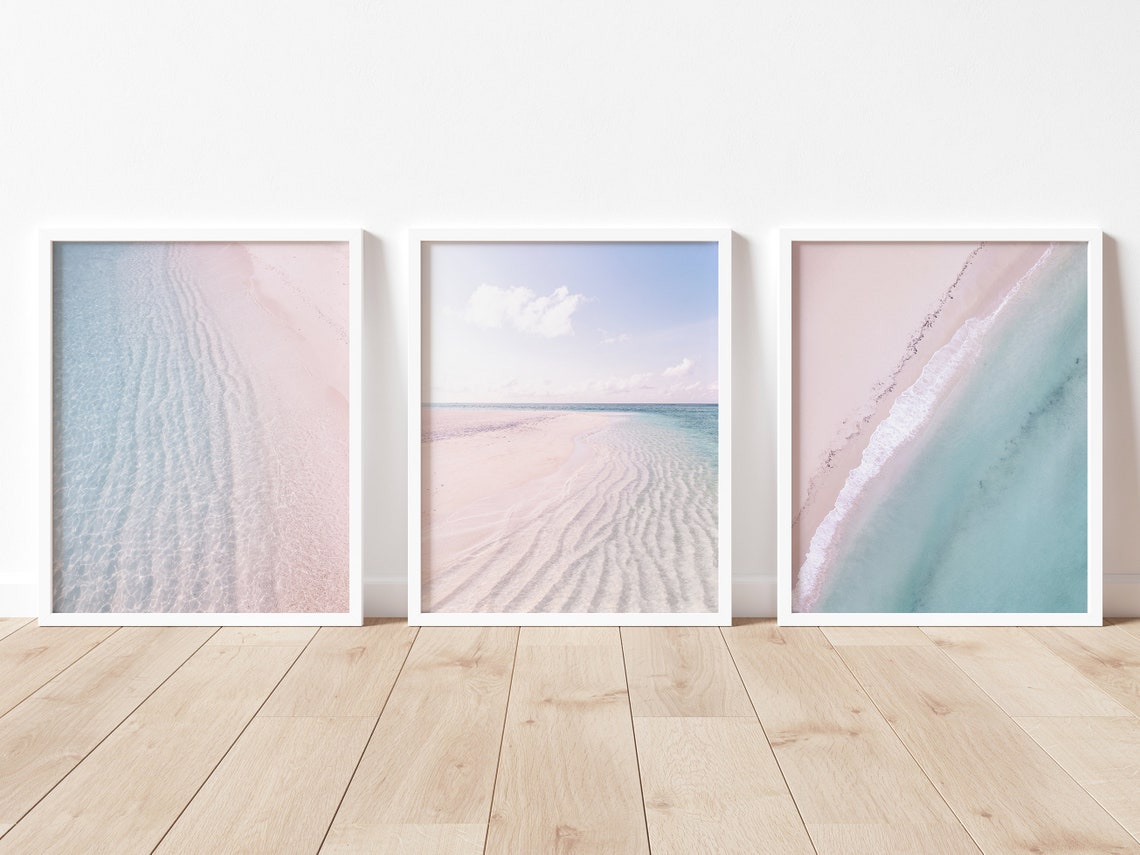 Set of 3 Printable Beach Ocean Themed Wall Art, Beach Wall Decor for ...