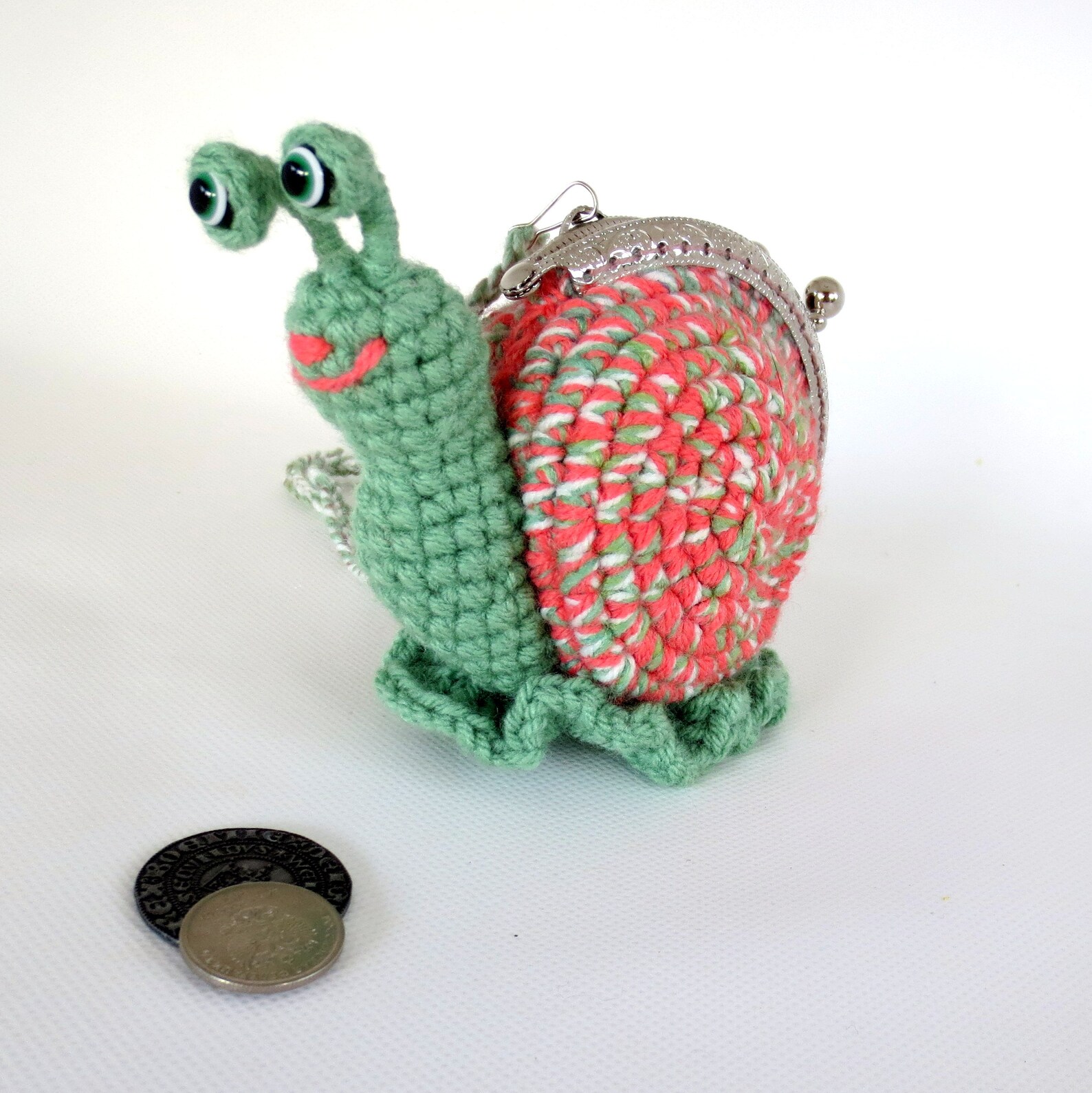 Green snail Crochet purse coin snail Funny coin purse | Etsy