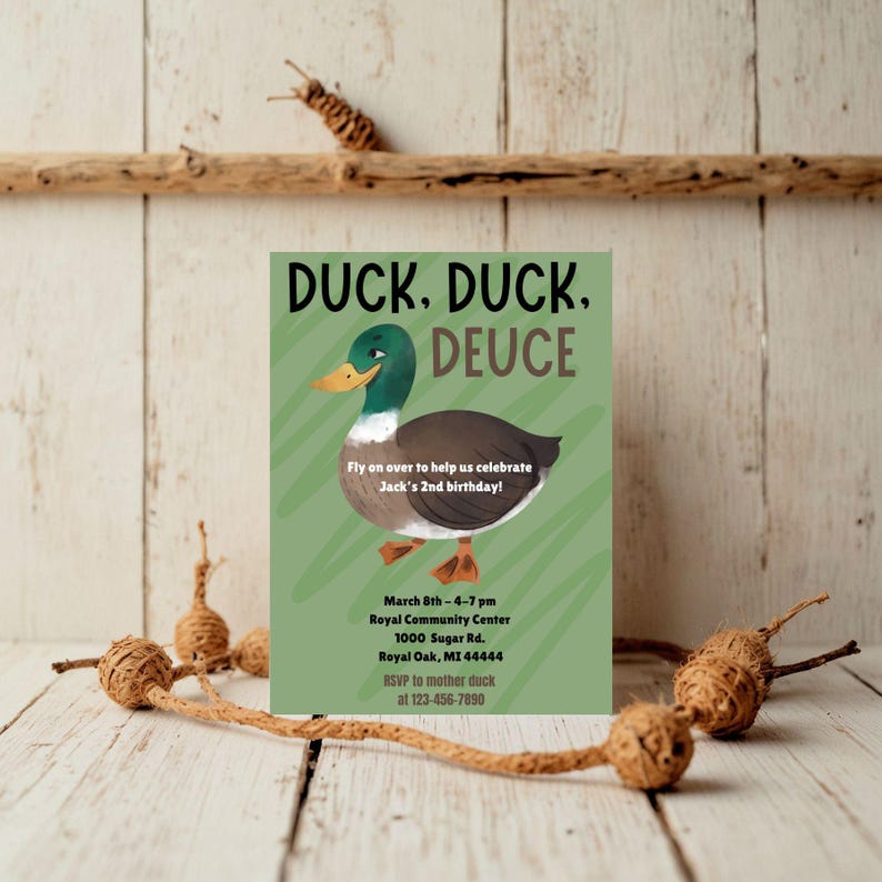 Editable Duck Duck Deuce Birthday Invitation - 2nd Birthday - Kids ...