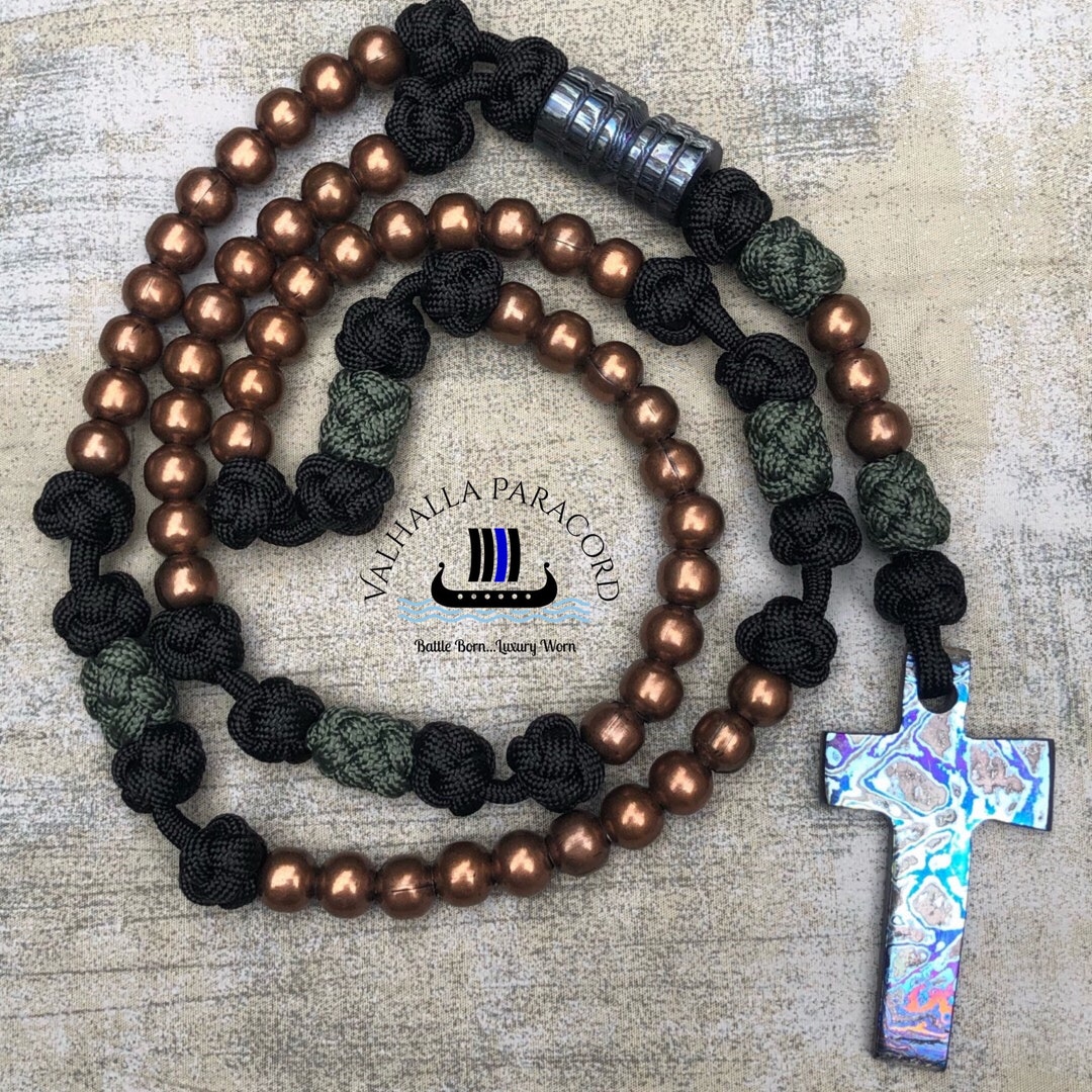 Zircuti and Copper Paracord Necklace / Rosary - Etsy