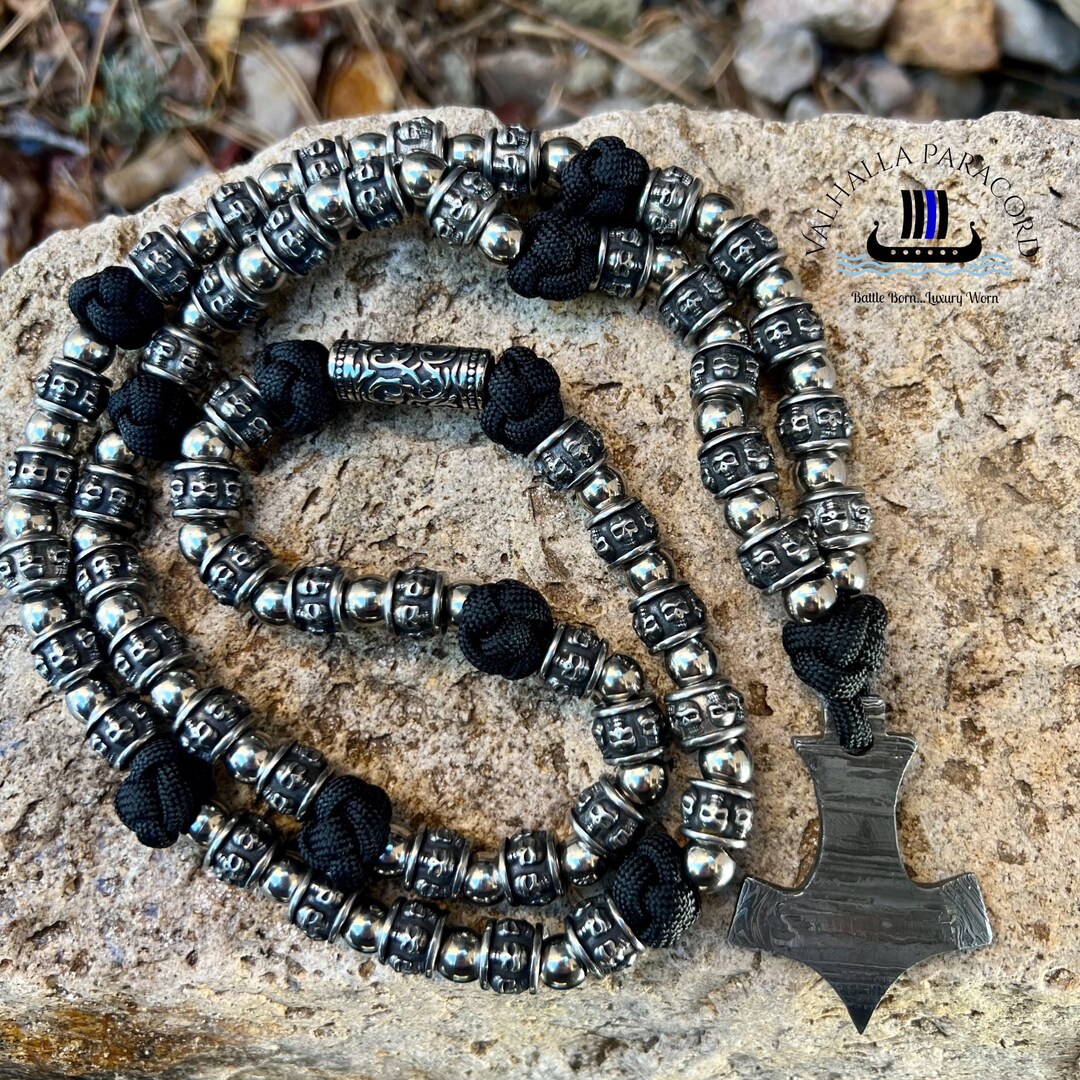 Damascus Mjolnir & Skull Necklace - Etsy