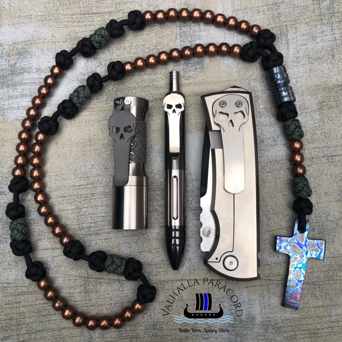 Zircuti and Copper Paracord Necklace / Rosary - Etsy