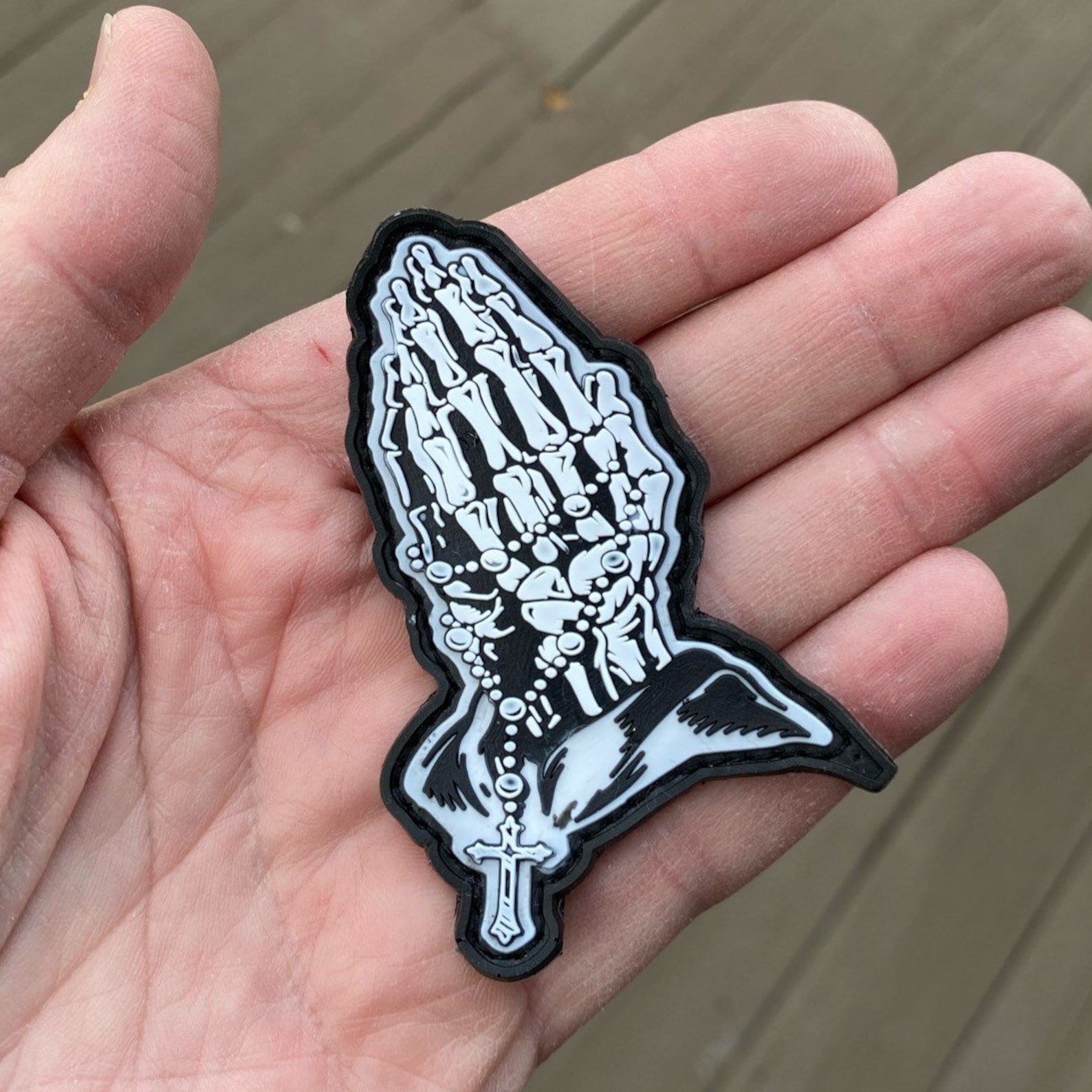 Exclusive Morale Patch Skeleton Hands with Rosary | Etsy