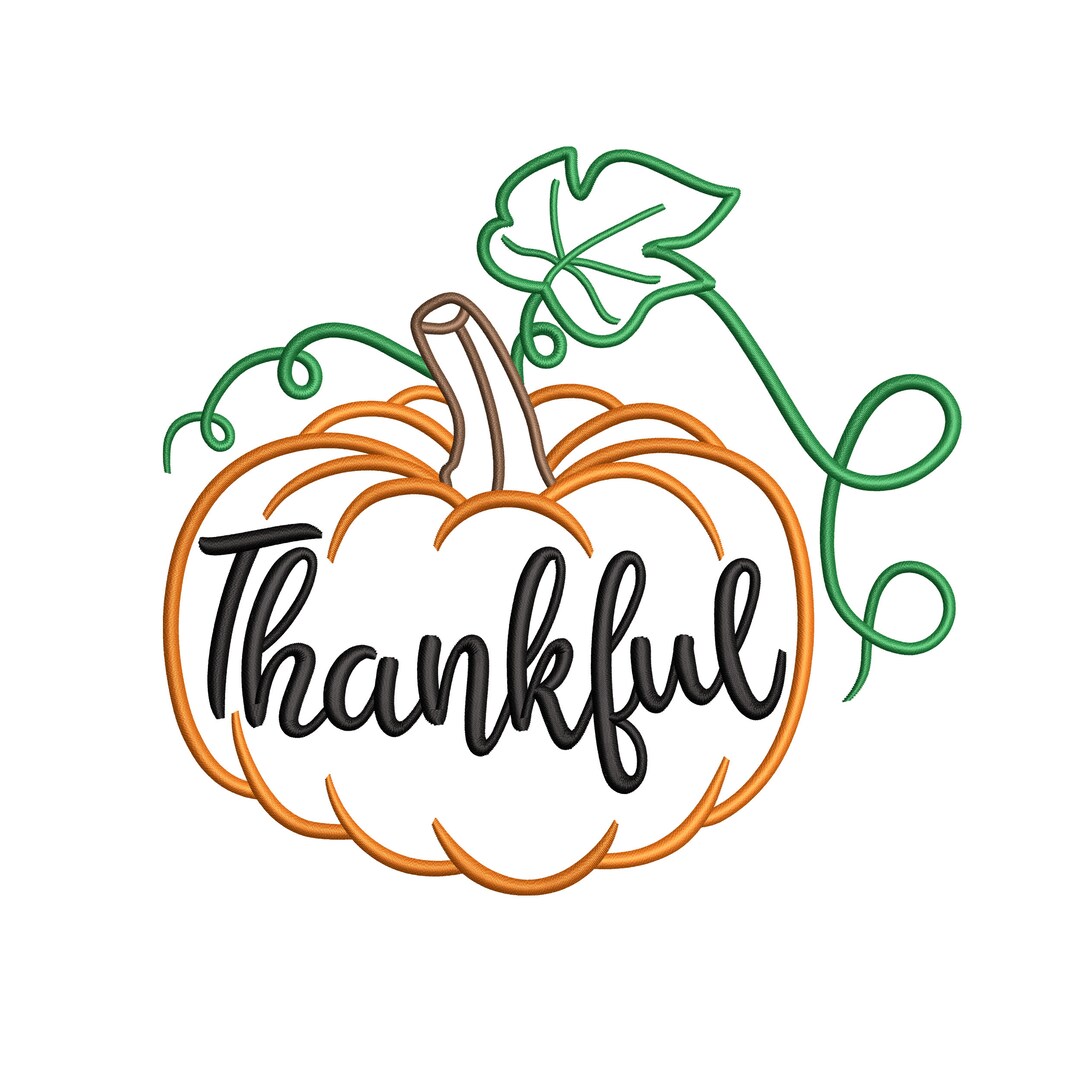 Thankful Pumpikn Outline Embroidery Design Autumn Pattern Machine ...
