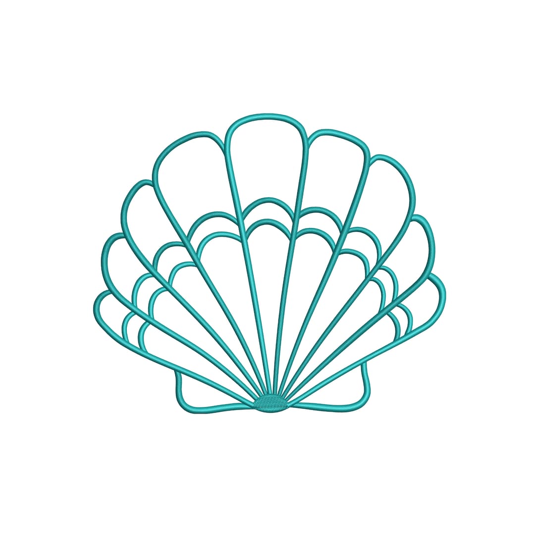 Seashell Embroidery Design, Sea Shell Outline Machine Embroidery File ...