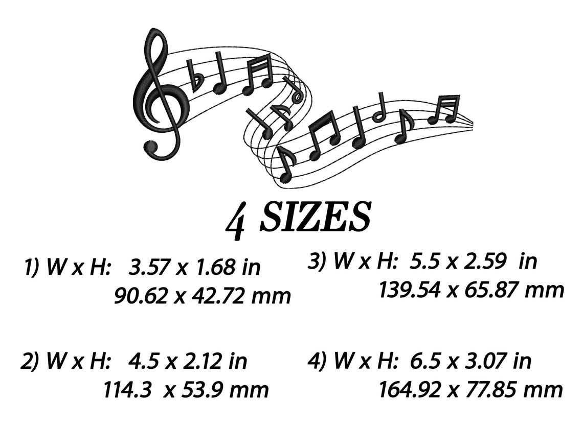 Music Notes Embroidery Design Music Melody With Notes Machine ...