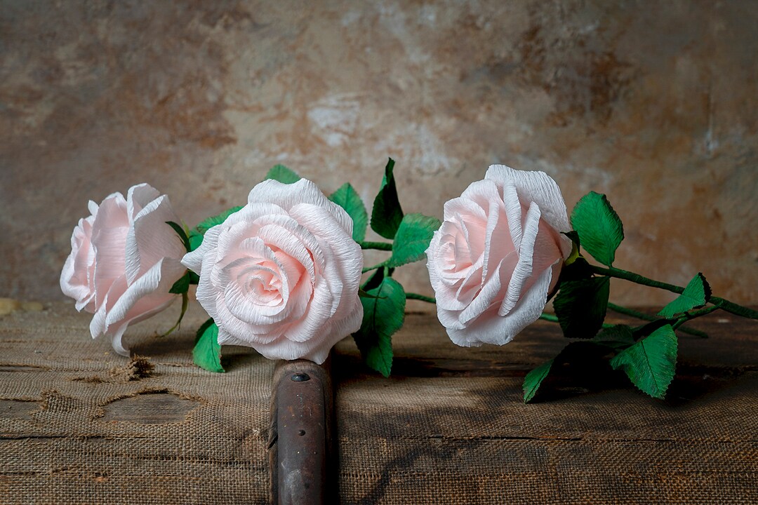 3 Pink Paper Roses for a Wedding Bouquet or Floral Arrangement - Etsy