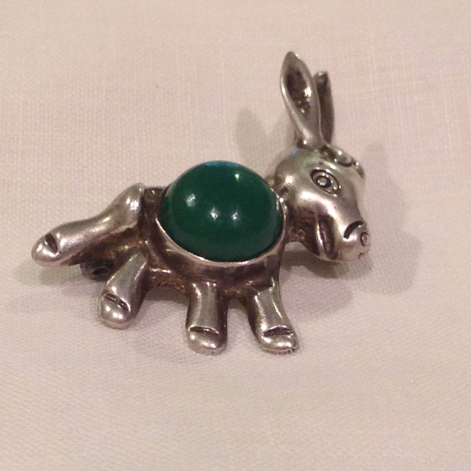 Vintage Donkey Brooch in Mexican Sterling Silver With a Green - Etsy