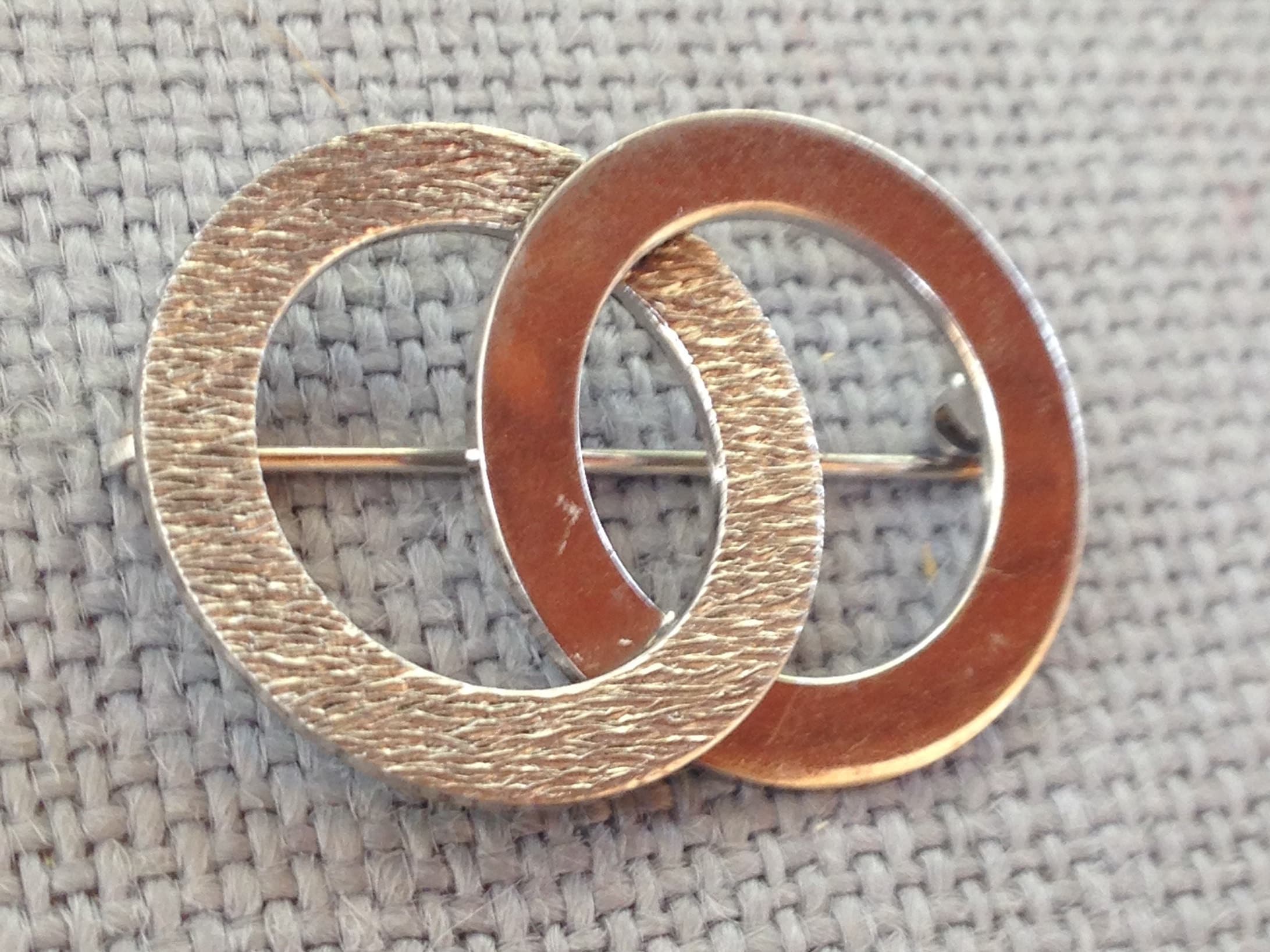 Vintage Sterling Silver Overlap Circle Brooch Pin Hallmarked A & Z ...