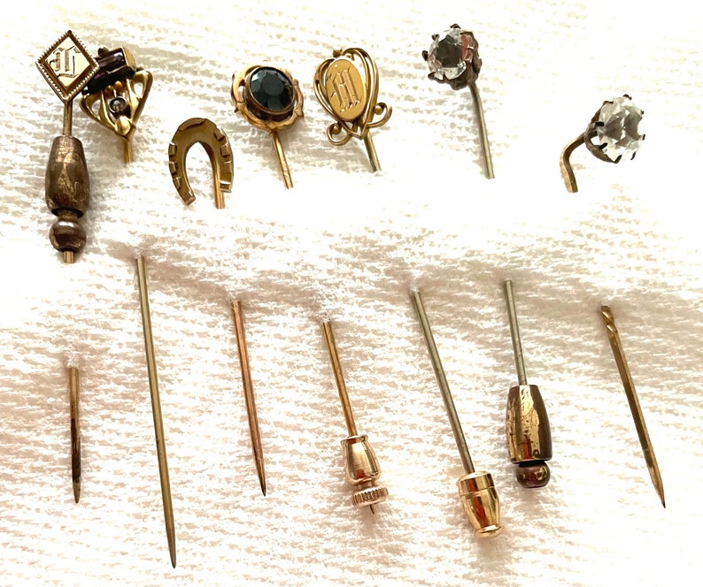 A Collection of 7 Pieces of Victorian Hat Pins in Goldfilled and Rolled ...