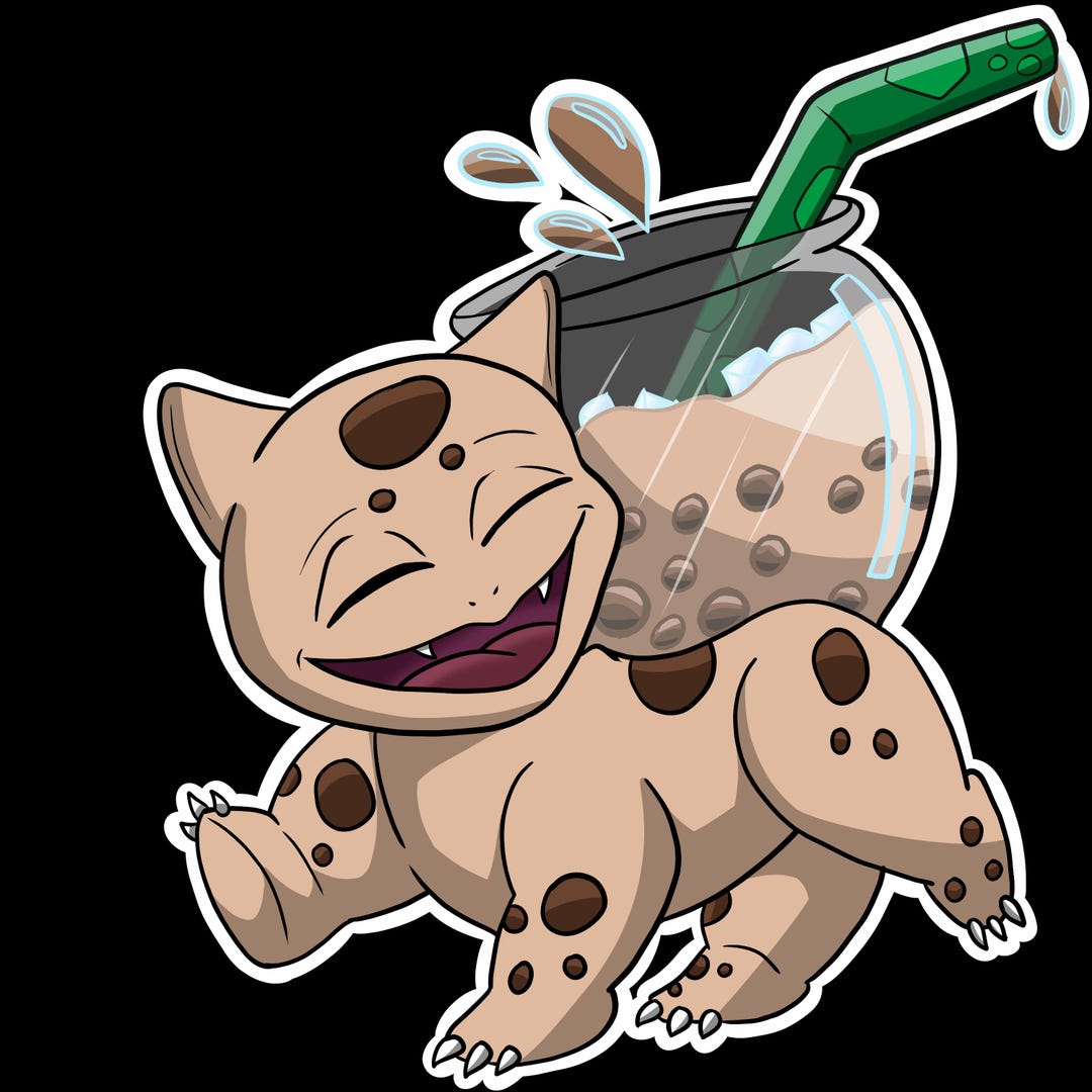 Bobasaur bulbasaur Boba Sticker - Etsy Bobasaur bulbasaur Boba Sticker - Etsy