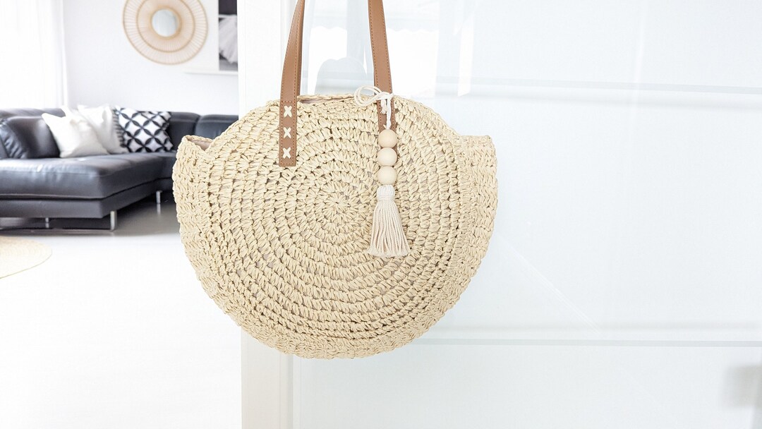 Runde Korbtasche,Basttasche ,Strohtasche, Ibizatasche ,Korbtasche ...