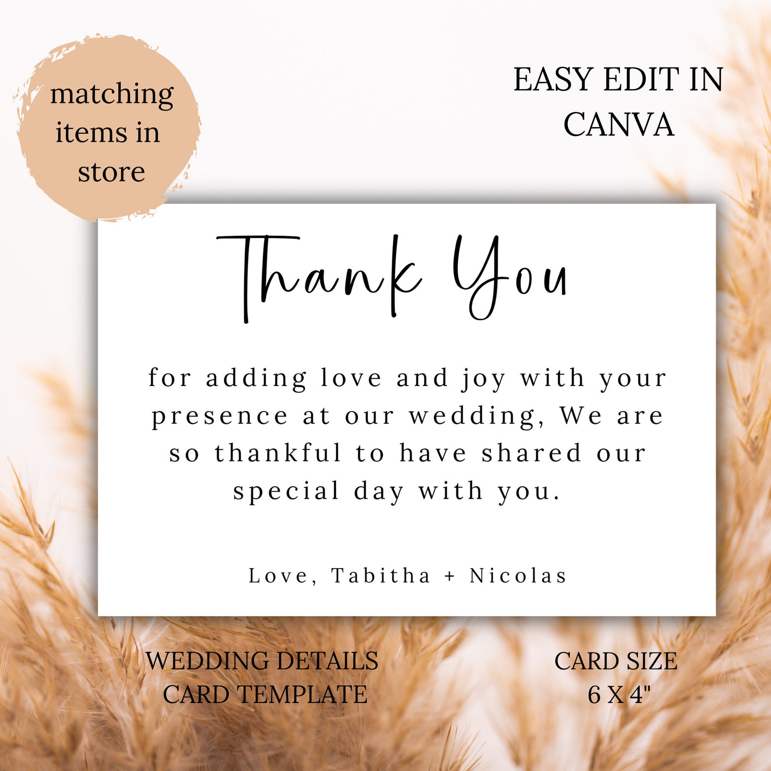 Thank You Card Template Wedding Guests Thank You Card Simple Design ...