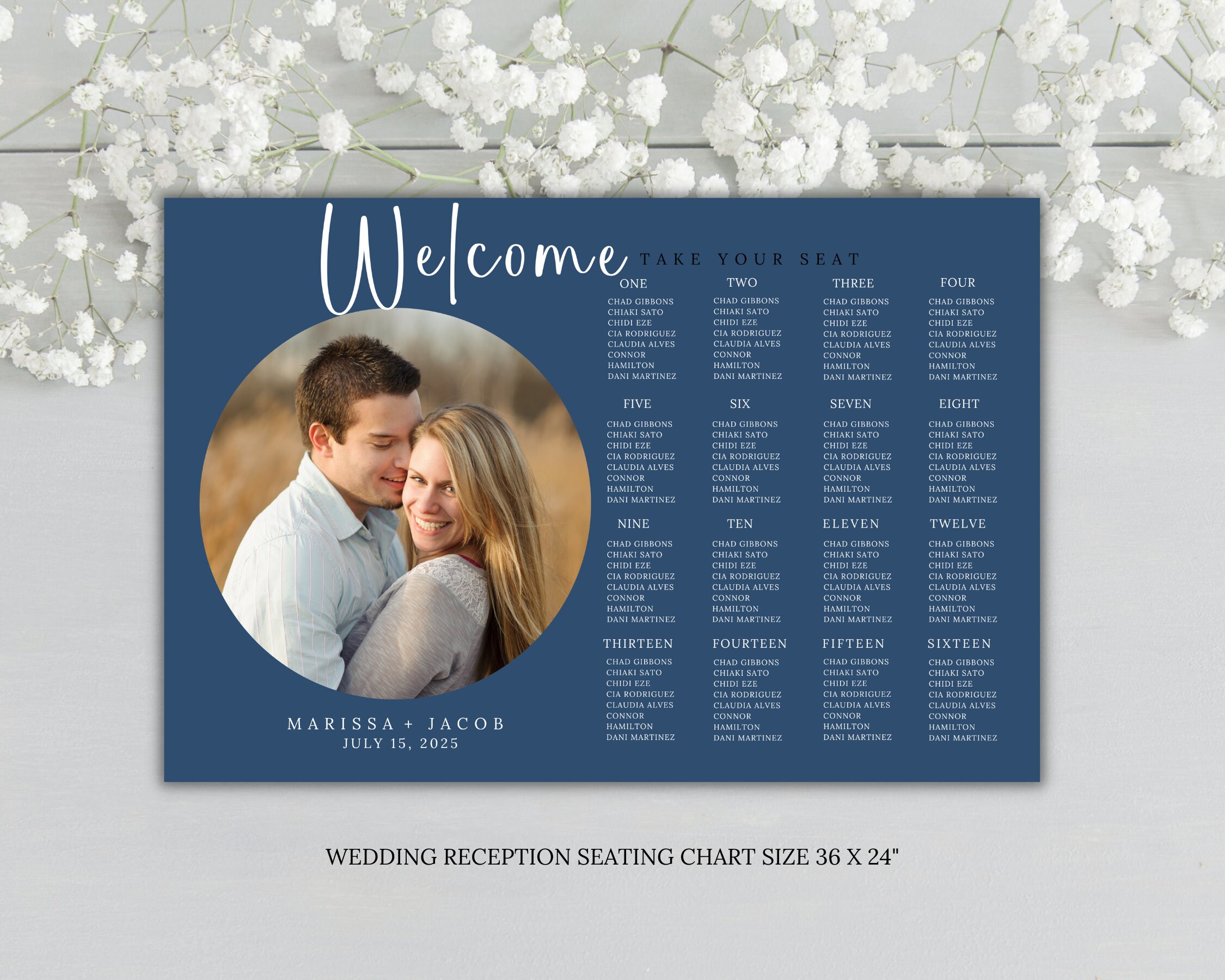 Wedding Seating Chart Template Navy Blue Seat Assignment Sign - Etsy