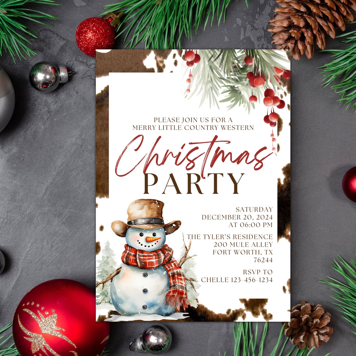 Western Christmas Party Invitation Template Cowboy Christmas Party ...