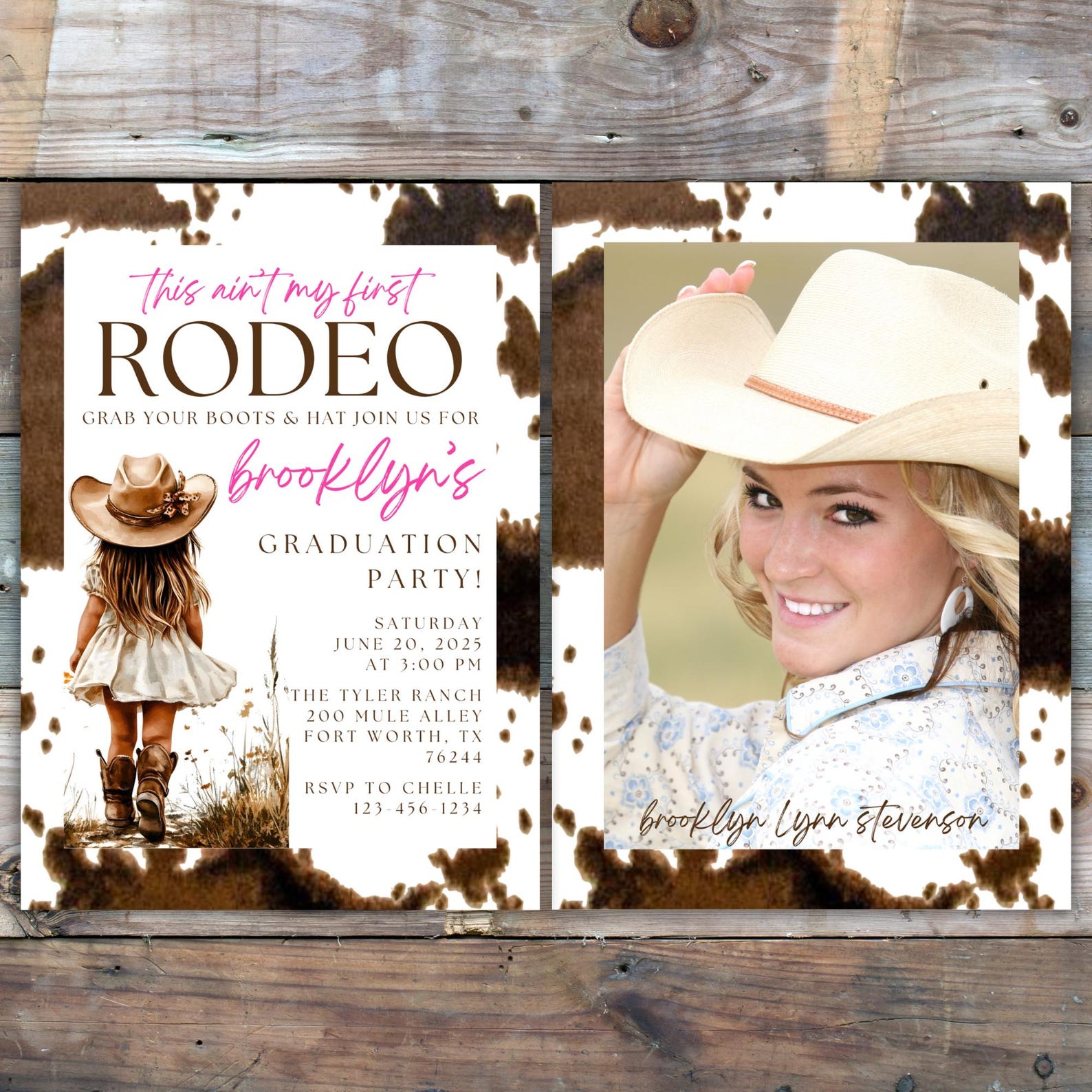Cowgirl Graduation Party Invitation Template, Western Grad Invite ...