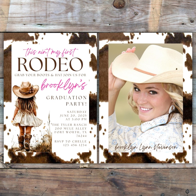 Cowgirl Graduation Party Invitation Template, Western Grad Invite ...