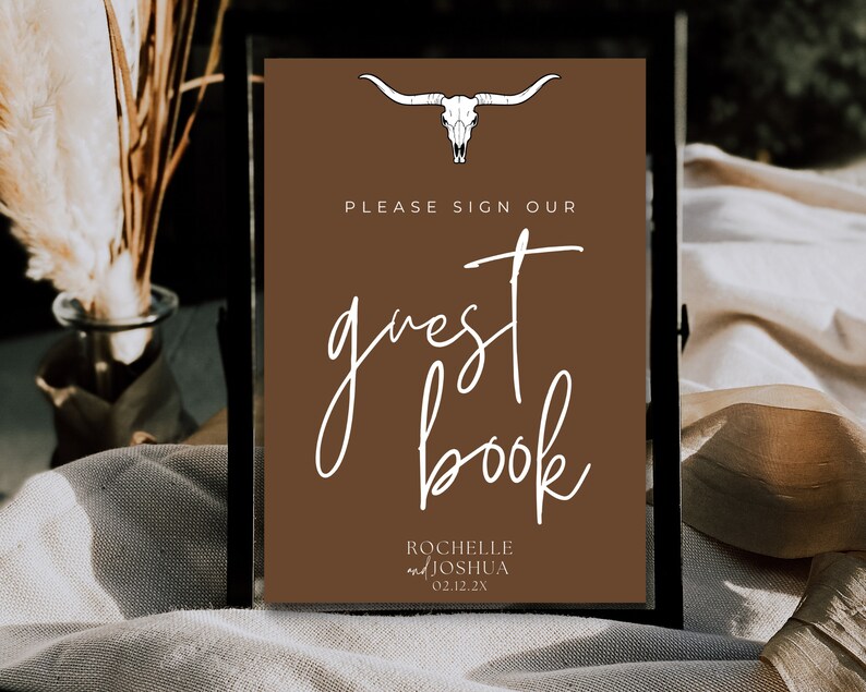 Western Wedding Table Sign Template Sign Our Guest Book Sign Template ...