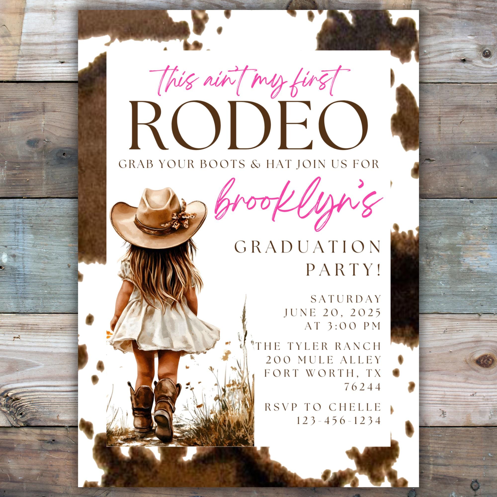 Cowgirl Graduation Party Invitation Template, Western Grad Invite ...