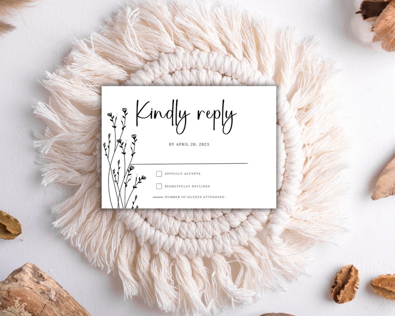 Modern Rsvp Card Template Wedding Kindly Reply Card Diy - Etsy