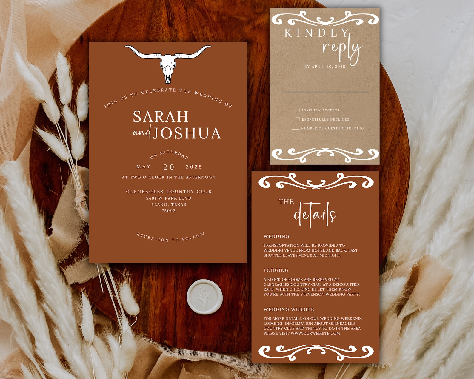 Western Wedding Invitation Template Desert Wedding Invitations Rsvp ...