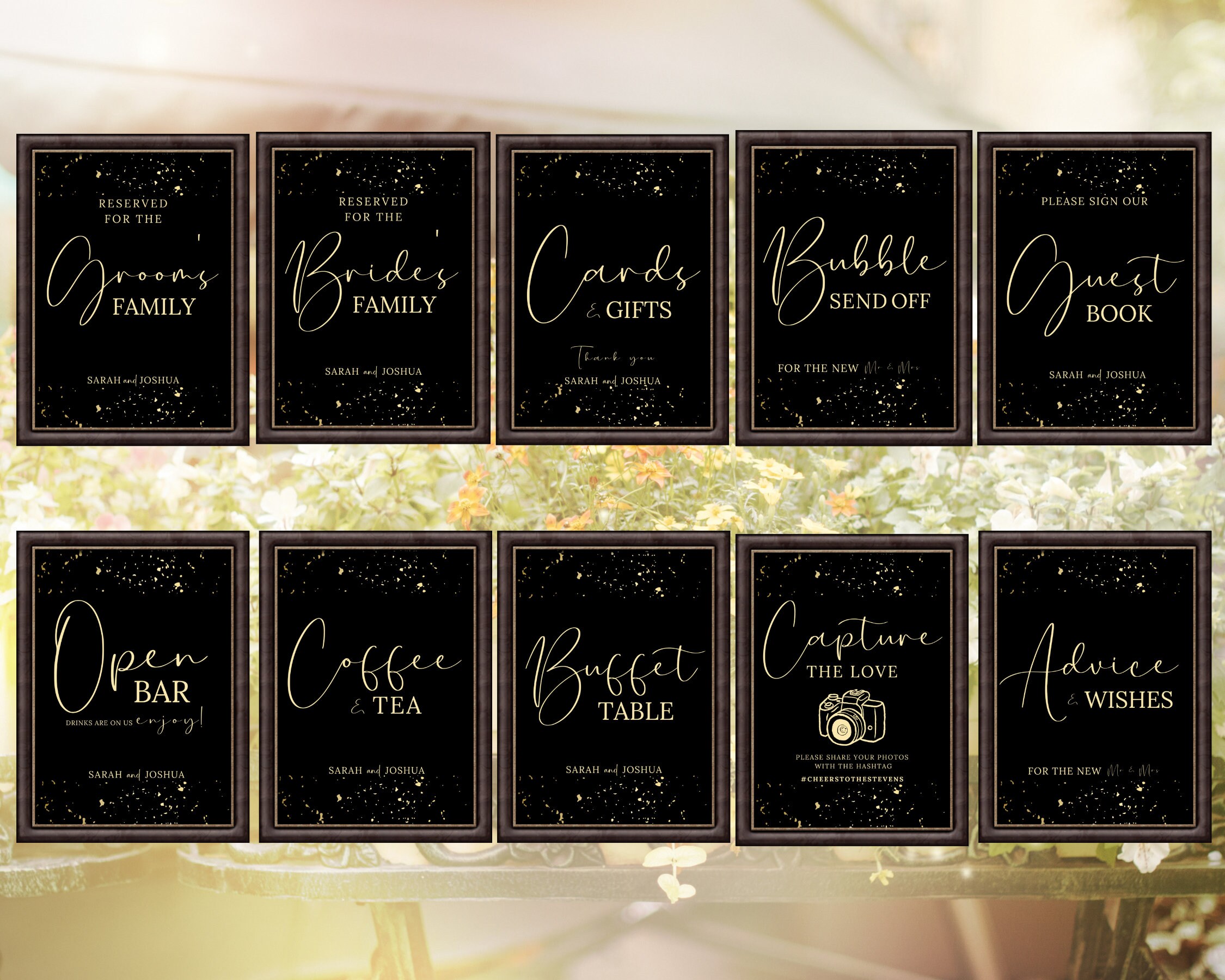 Wedding Reception Signs Black and Gold Signs Event Table Signs - Etsy