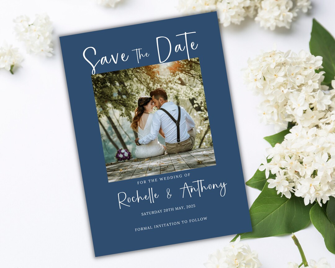 Blue Save the Date Template Instant Download Wedding Save the Date Card ...