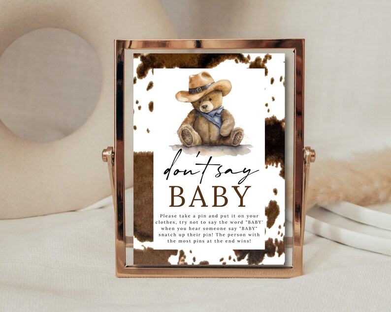 Western Baby Shower Table Signs Template Cards and Gifts Sign Little ...