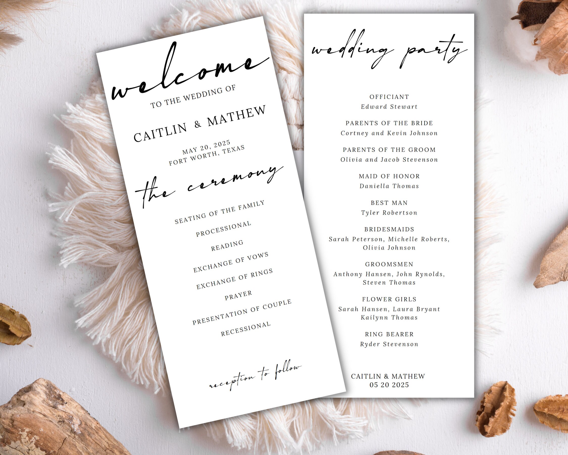 Minimalist Wedding Program Template Wedding Ceremony Program - Etsy