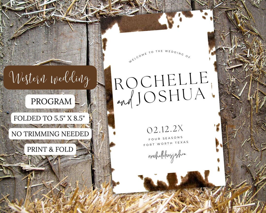 Western Wedding Church Program Template Western Wedding Stationary ...