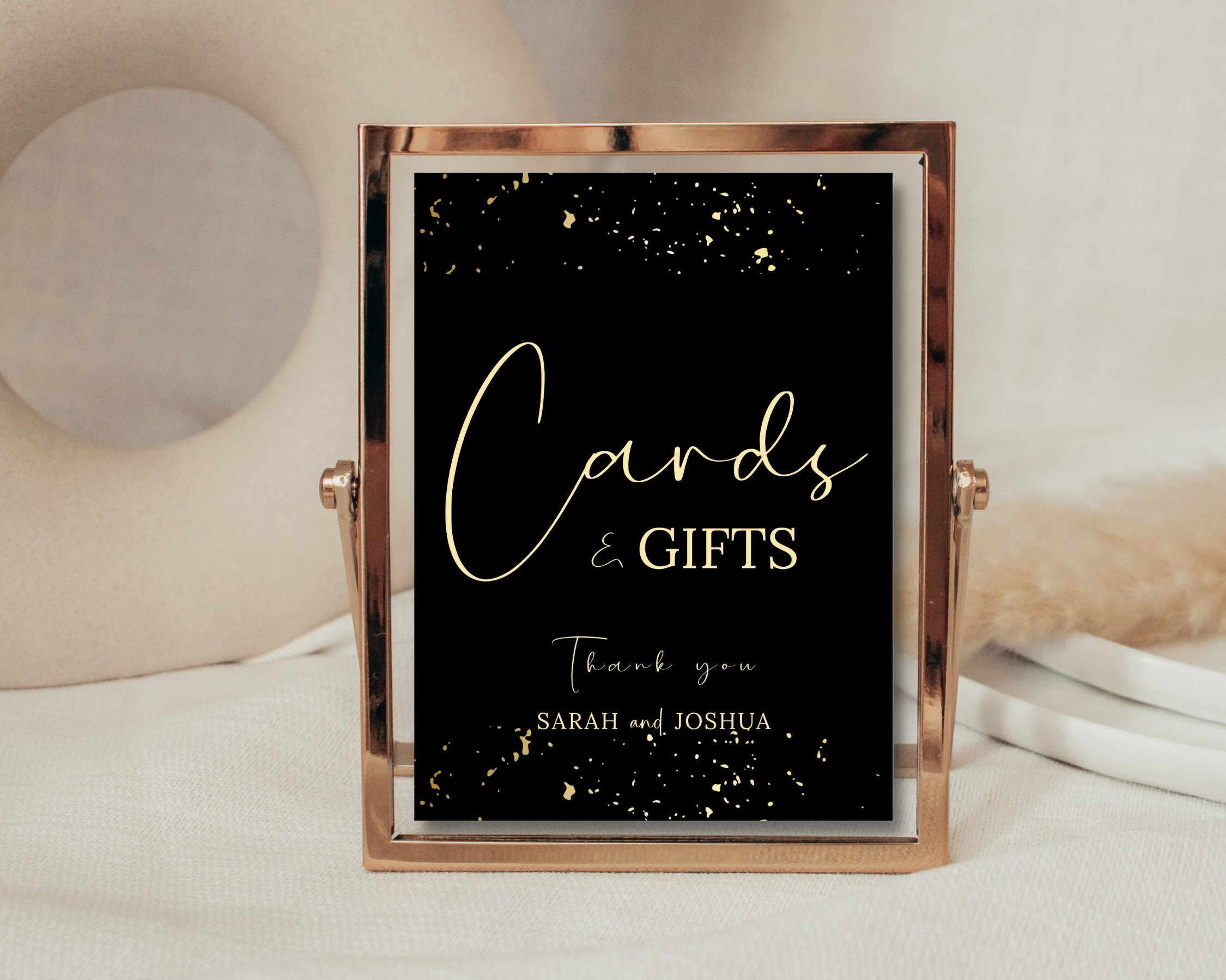 Cards and Gifts Sign Template Wedding Gifts Sign Black and Gold Wedding ...