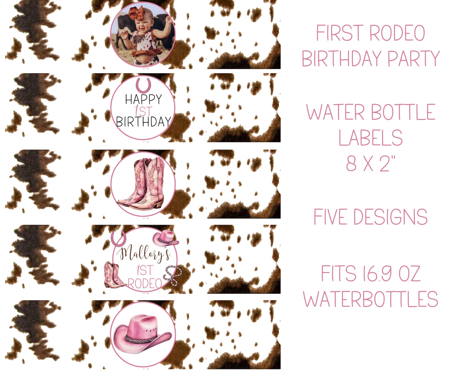 Water Bottle Labels Template First Rodeo Cowgirl Birthday Party ...