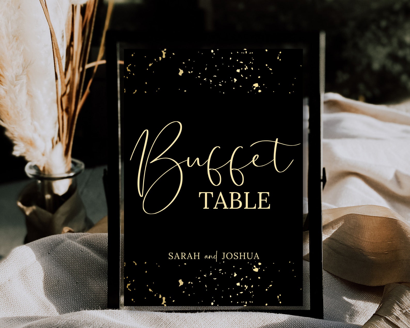 Buffet Table Sign Wedding Reception Food Table Sign Black Reception ...