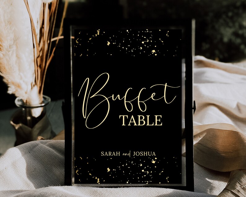 Buffet Table Sign Wedding Reception Food Table Sign Black Reception ...