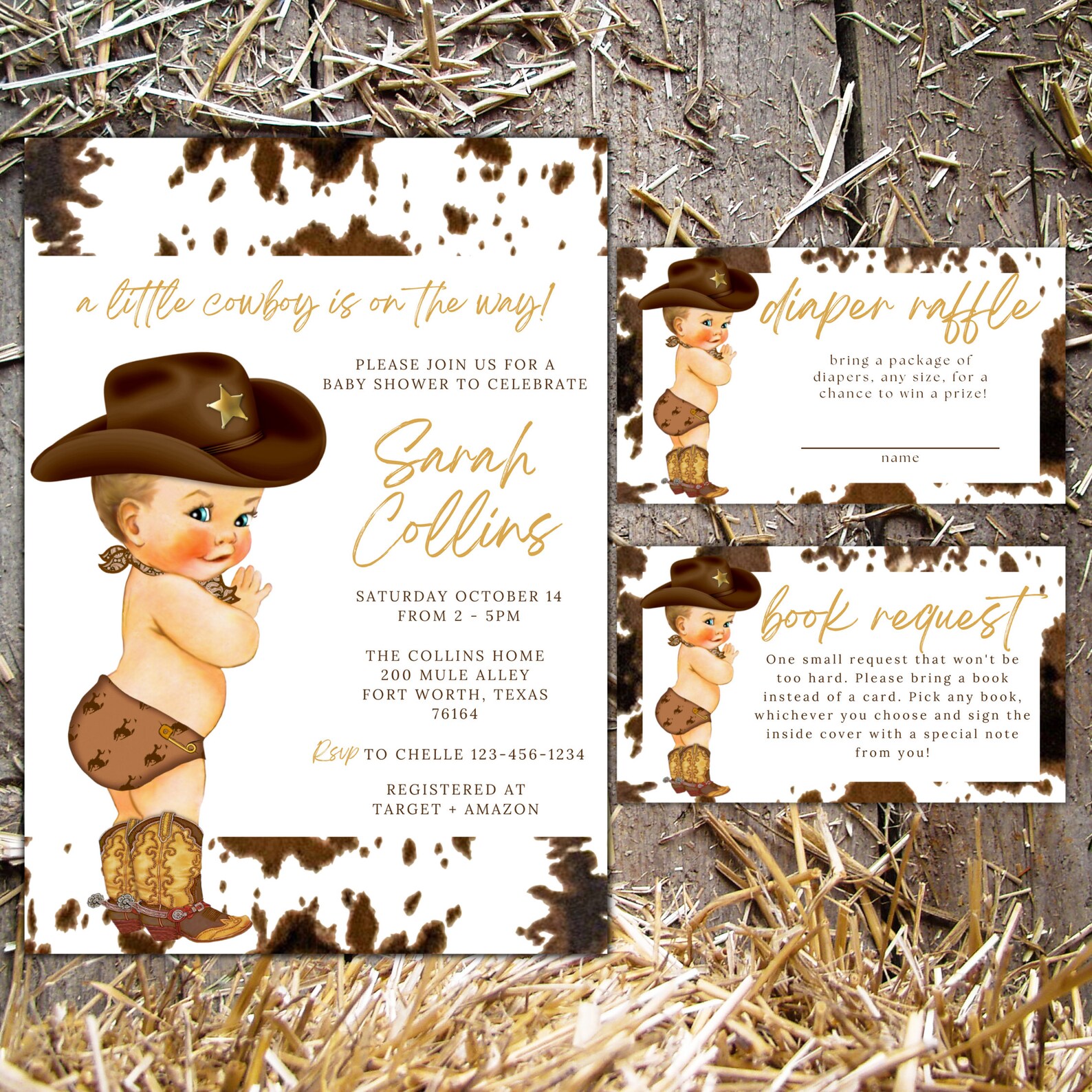 A Cowboy Baby Shower Invitation Set a Little Cowboy is on the Way ...