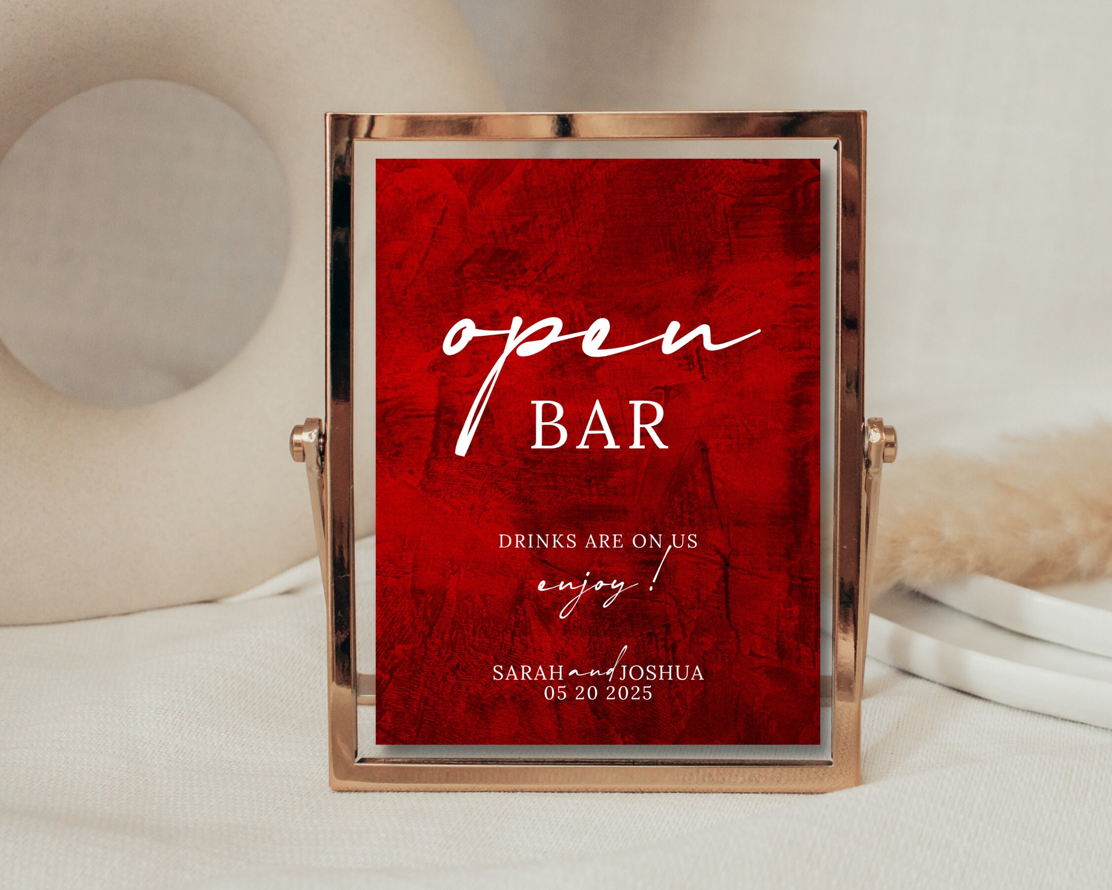 Red Wedding Open Bar Sign Template Diy Wedding Decor Red Wedding Signs ...
