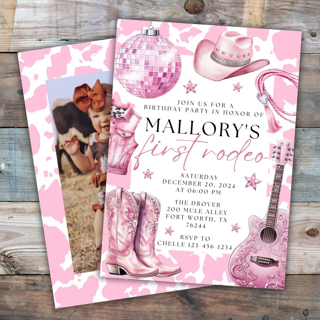 First Rodeo Party Invitation Template Cowgirl First Birthday Party ...