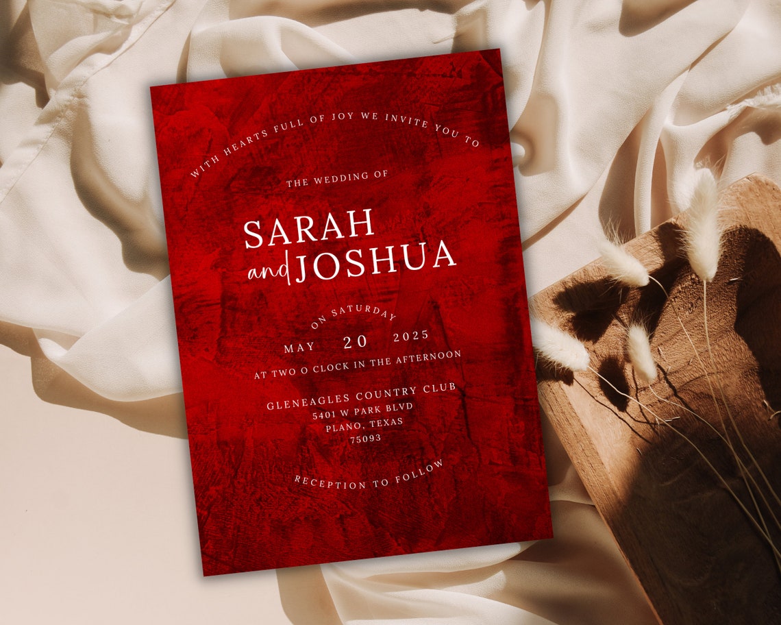 Red Wedding Invitation Template Includes Rsvp Card Red Wedding - Etsy