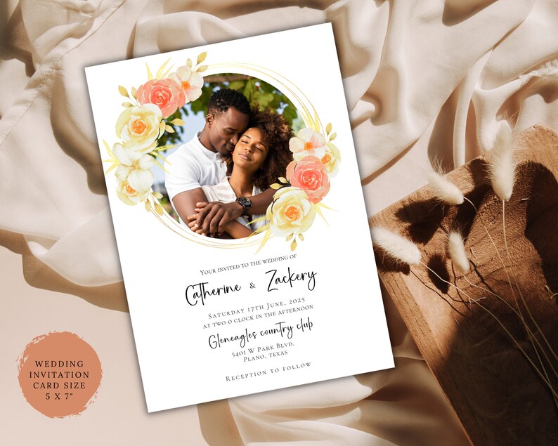 Modern Wedding Invitation Template Photo Wedding Invites Minimalist ...