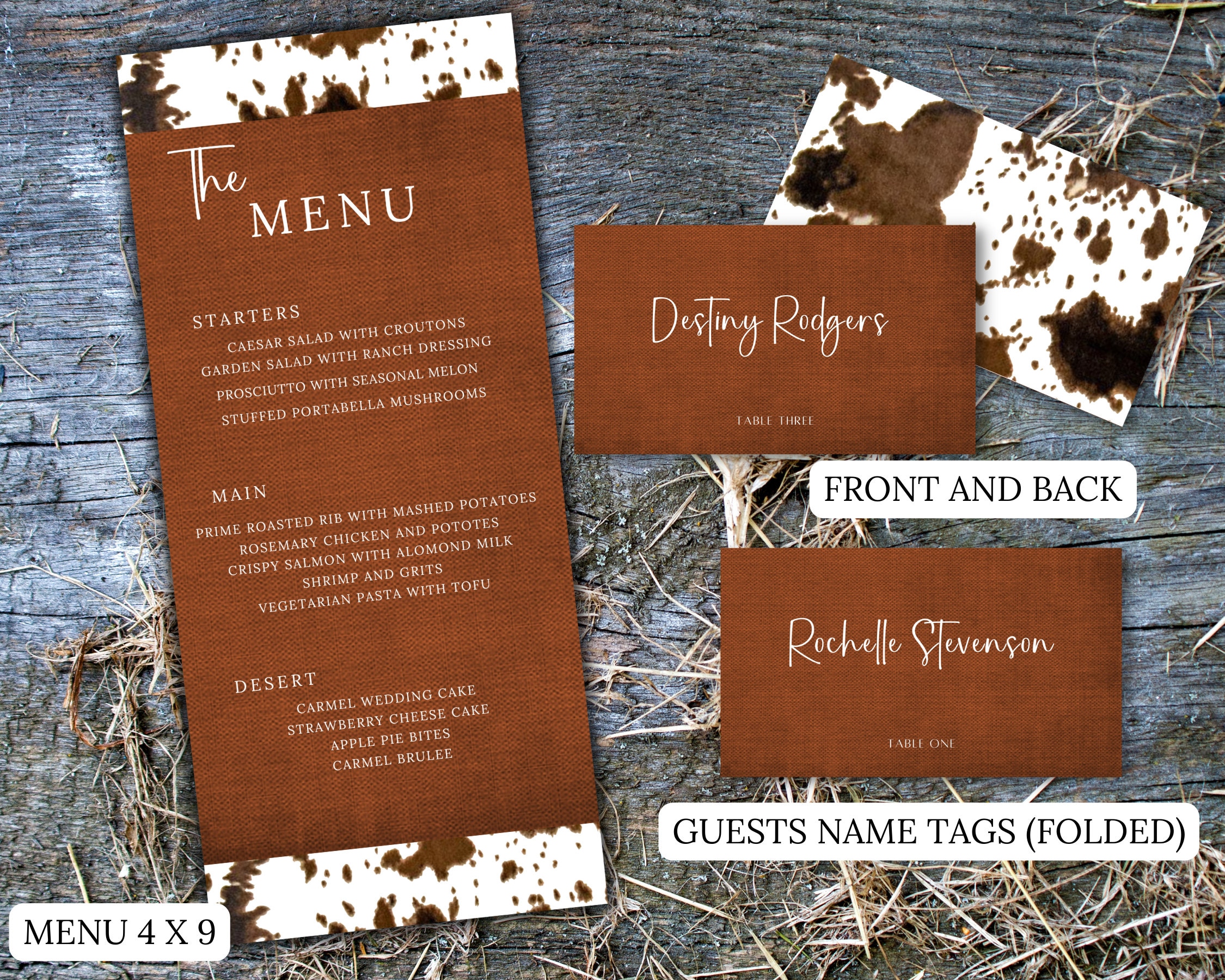 Country Western Wedding Reception Menu Template Wedding Reception ...