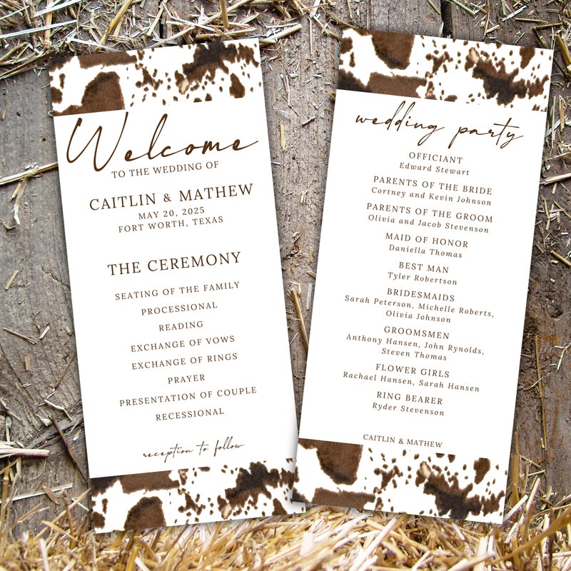 Rustic Wedding Program - Etsy