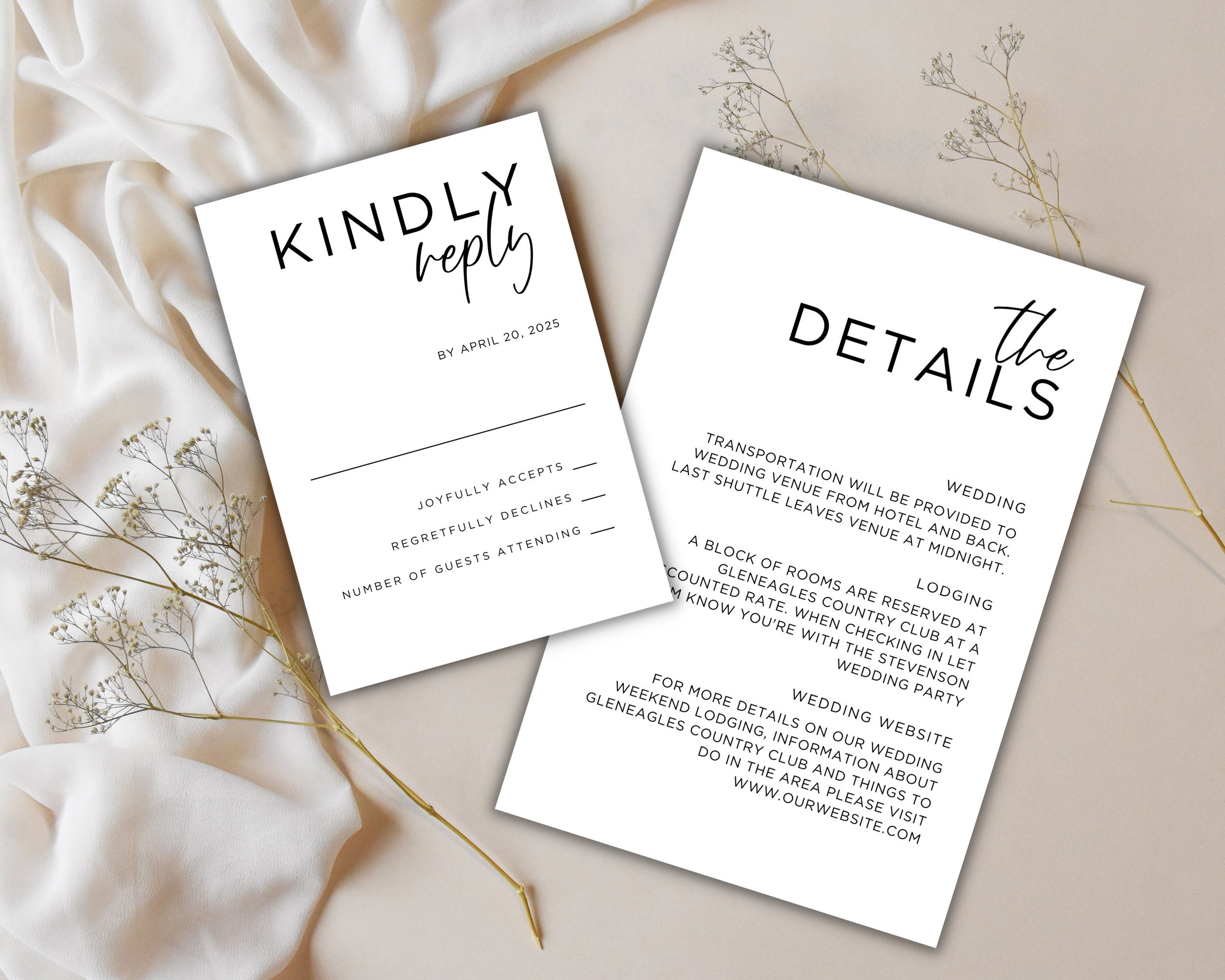 Modern Wedding Invitation Suite Minimal Wedding Stationery Editable ...