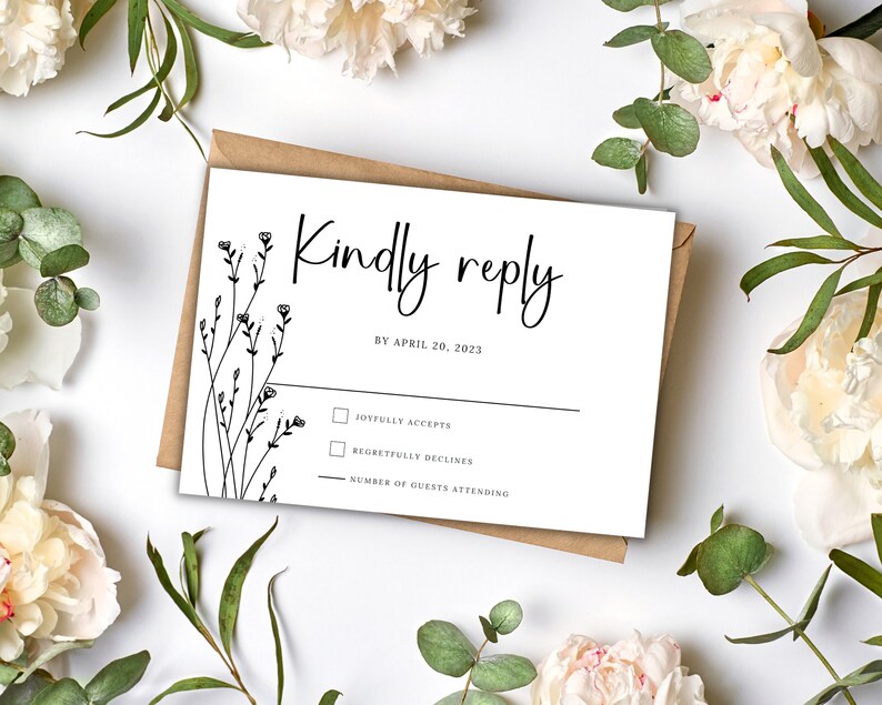 Modern Rsvp Card Template Wedding Kindly Reply Card Diy - Etsy